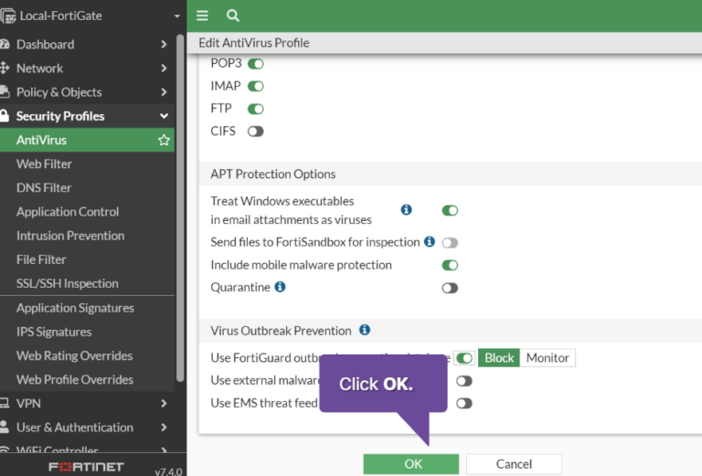 Create Antivirus Profile in Fortigate Firewall | CyberNomadTV